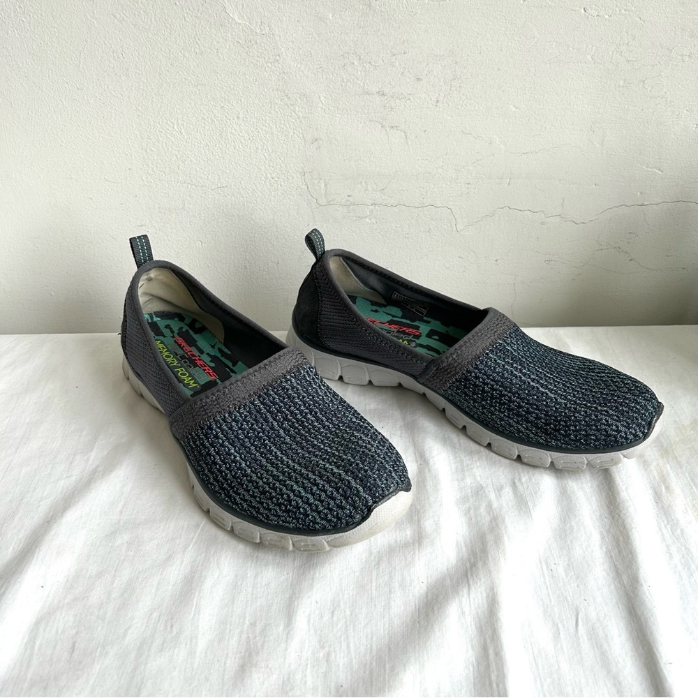 Sketchers Mesh & Suede Ez Flex Loafers Sneakers - Gem